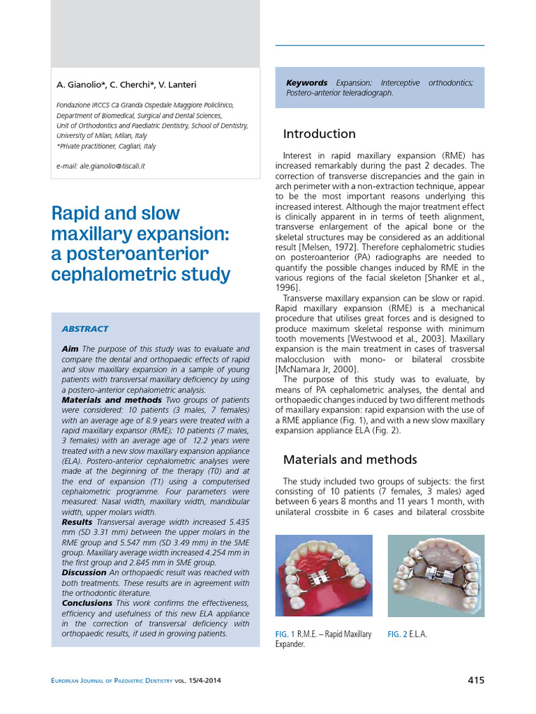 Rapid and Slow Maxillary Expansion | PDF | Orthodontics | Dentistry ...