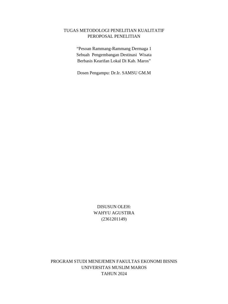 TUGAS METODOLOGI PENELITIAN KUALITATIF | PDF