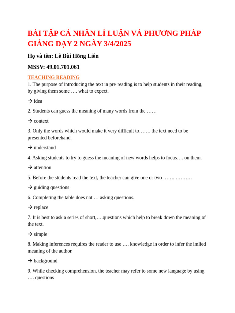 BÀI TẬP CÁ NHÂN ELT2 NGÀY 3-4 | PDF