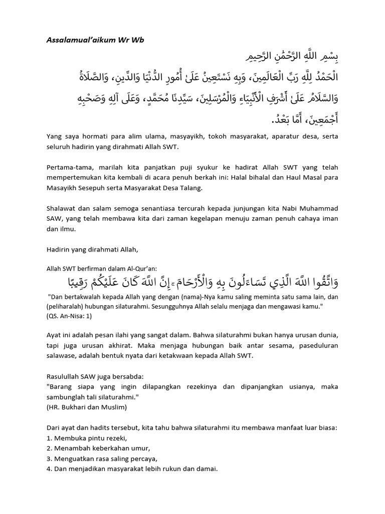 Pentingnya Silaturahmi dalam Acara Halal Bihalal | PDF