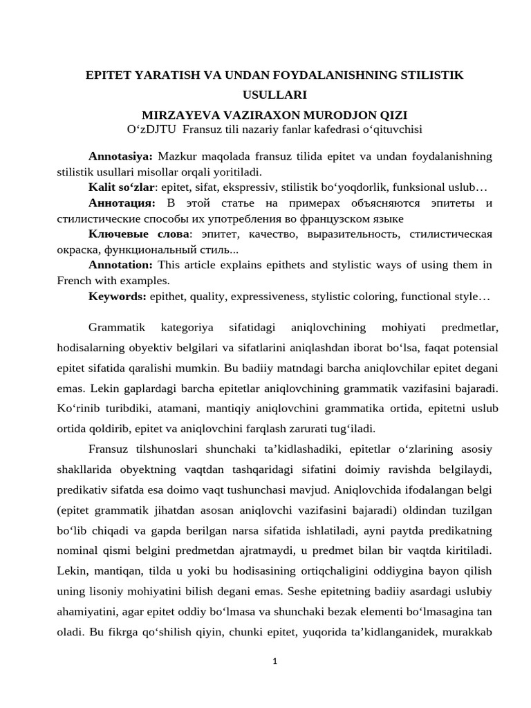 29. Mirzayeva V.O'zDJTU BBBB | PDF