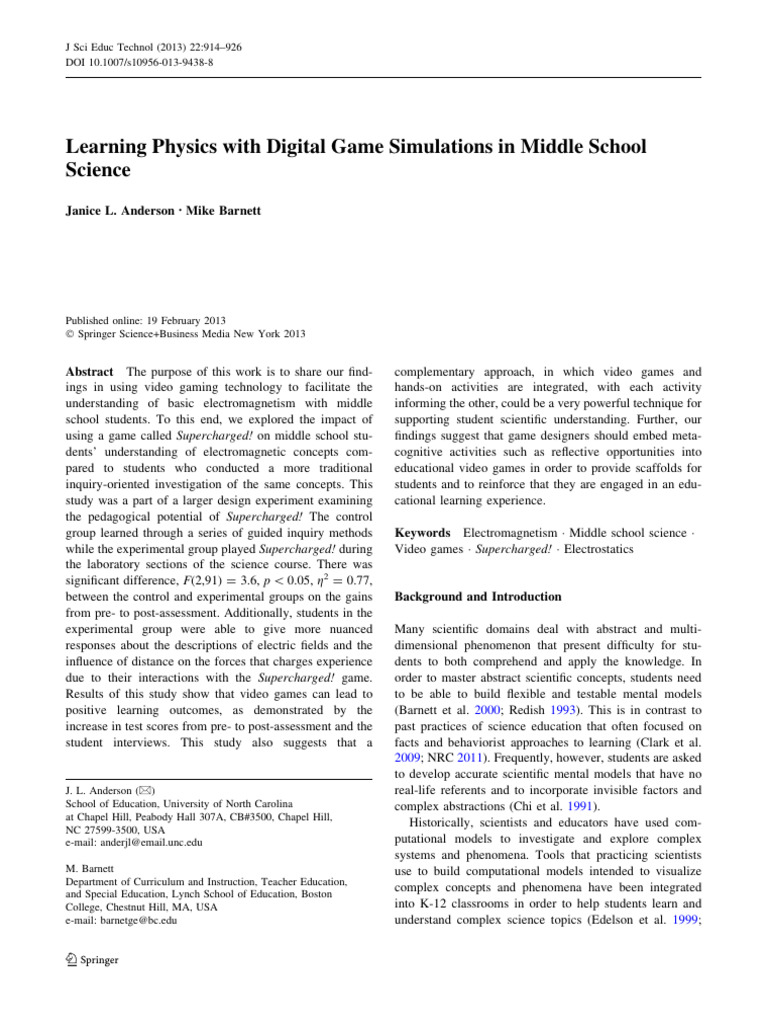 Learning Physics With Digital Game Simul | PDF | Electric Charge | Force