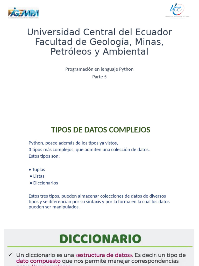 Tipos de Datos Complejos en Python | PDF