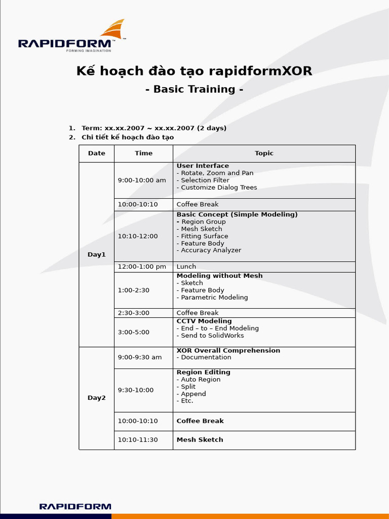 XOR_Basic_Training_Schedule( Dich) | PDF