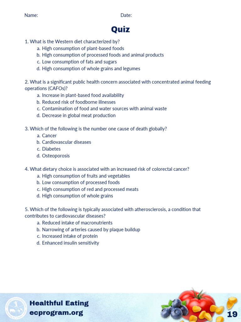Health Quiz | PDF | Fat | Foods