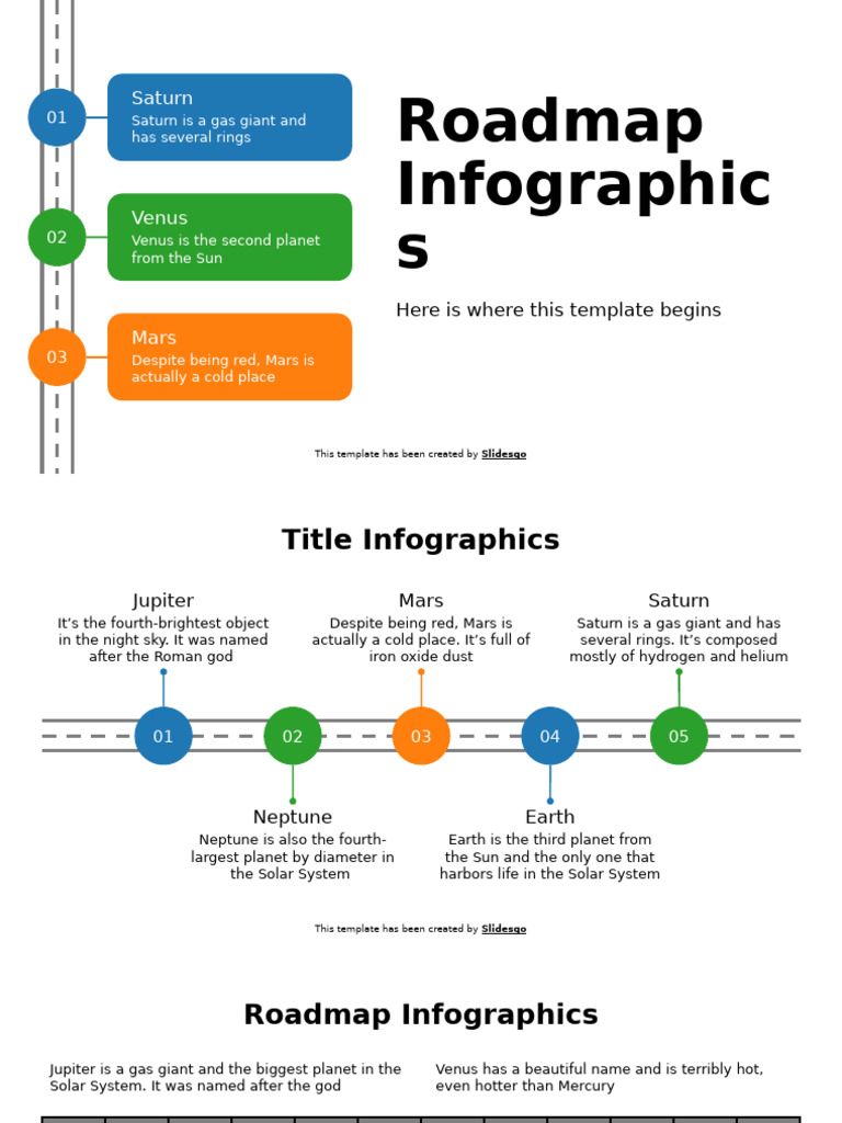 Roadmap Infographics by Slidesgo - Copy | PDF | Planets | Saturn