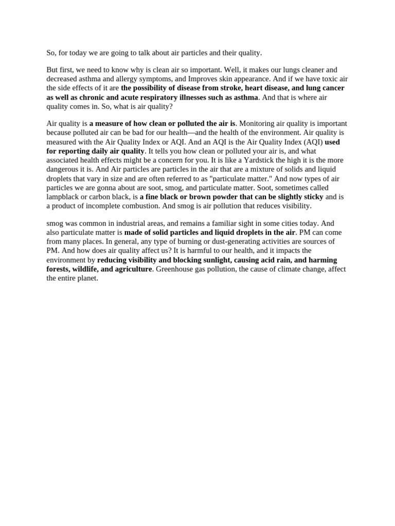 Air Particles and Air Quality. | PDF