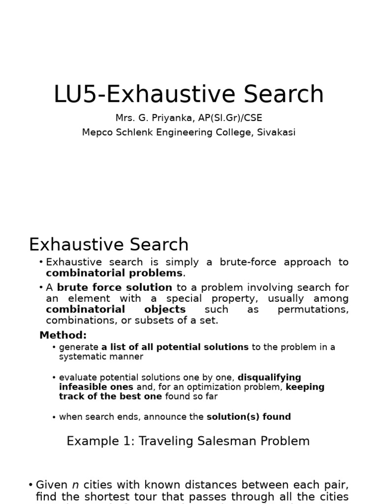 LU5 Exhaustive Search | PDF | Theoretical Computer Science | Mathematical Concepts