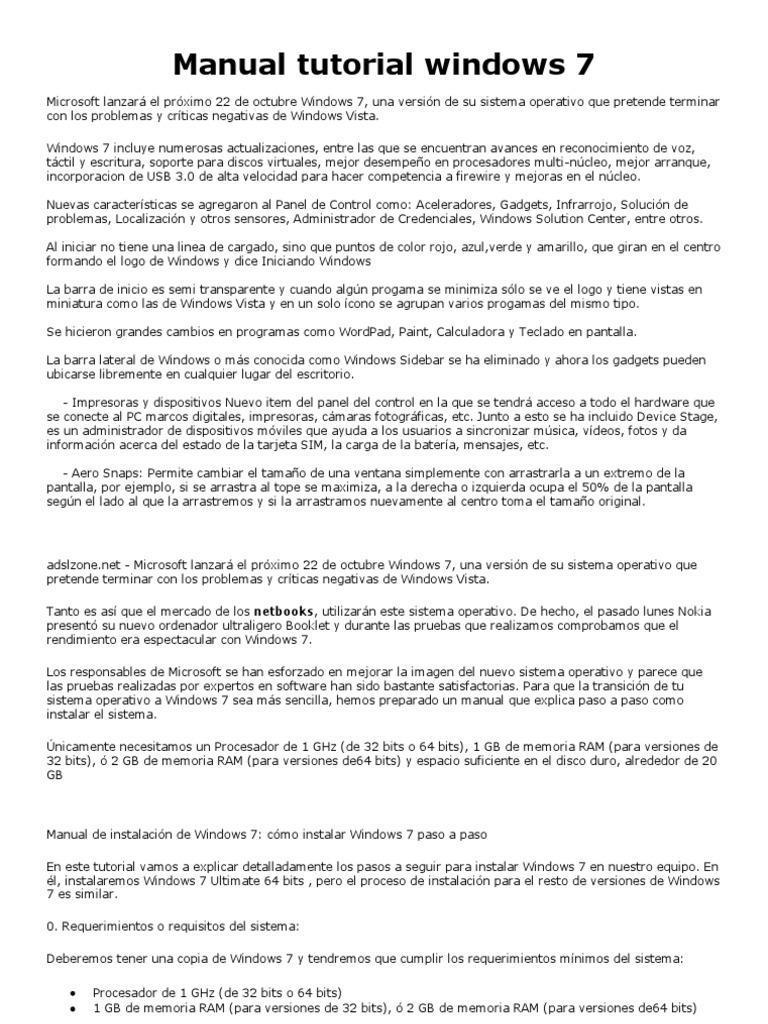 Manual Tutorial Windows 7 | PDF | Windows 7 | Microsoft Windows
