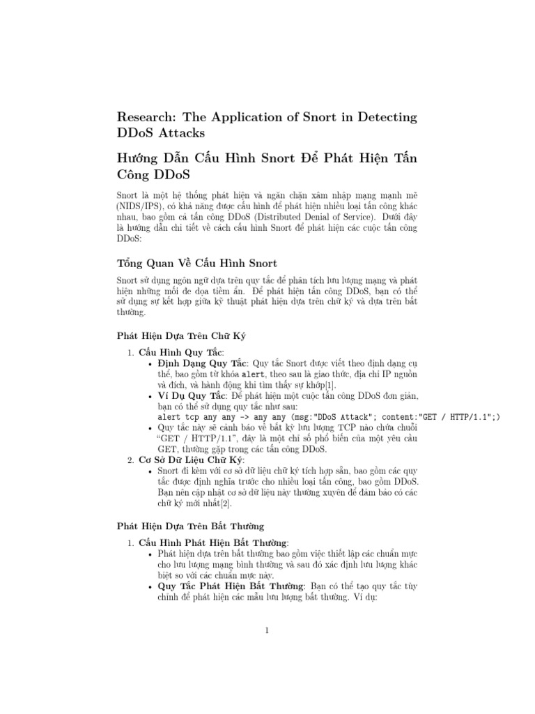 The Application Of Snort In Detecting Ddos Attacks Pdf