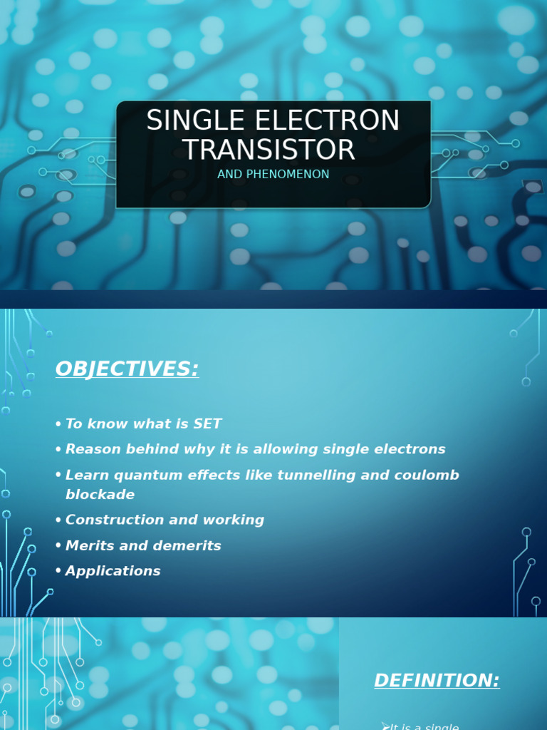 Single Electron Transistor | PDF | Field Effect Transistor | Quantum Tunnelling