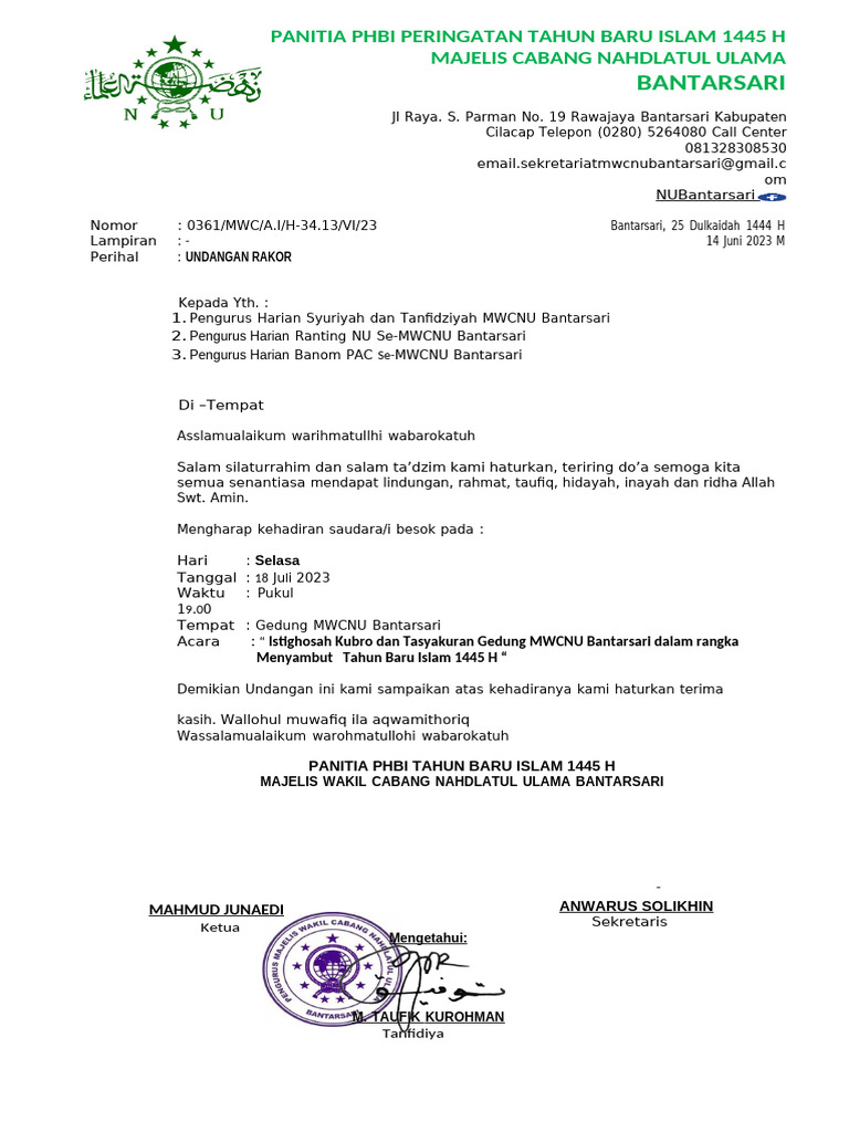 0361.a.ii.Undangan Rakor Jumat | PDF