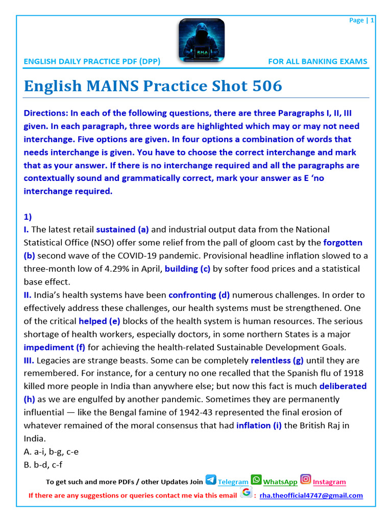 English MAINS Practice Shot 506 | PDF