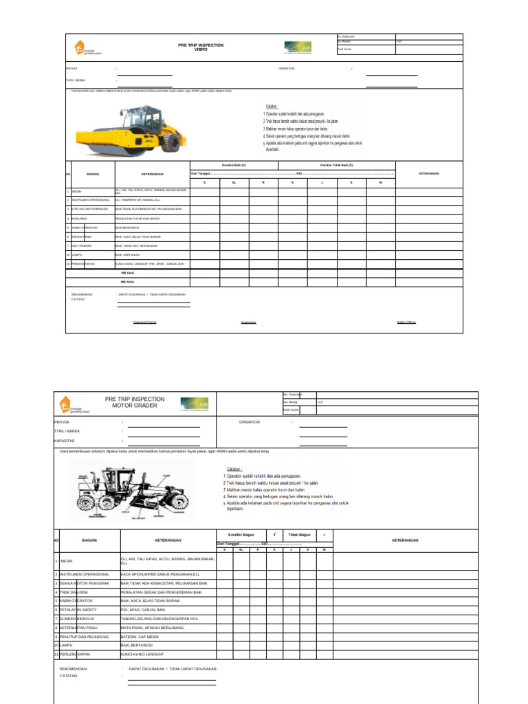Alat Berat Checklist | PDF