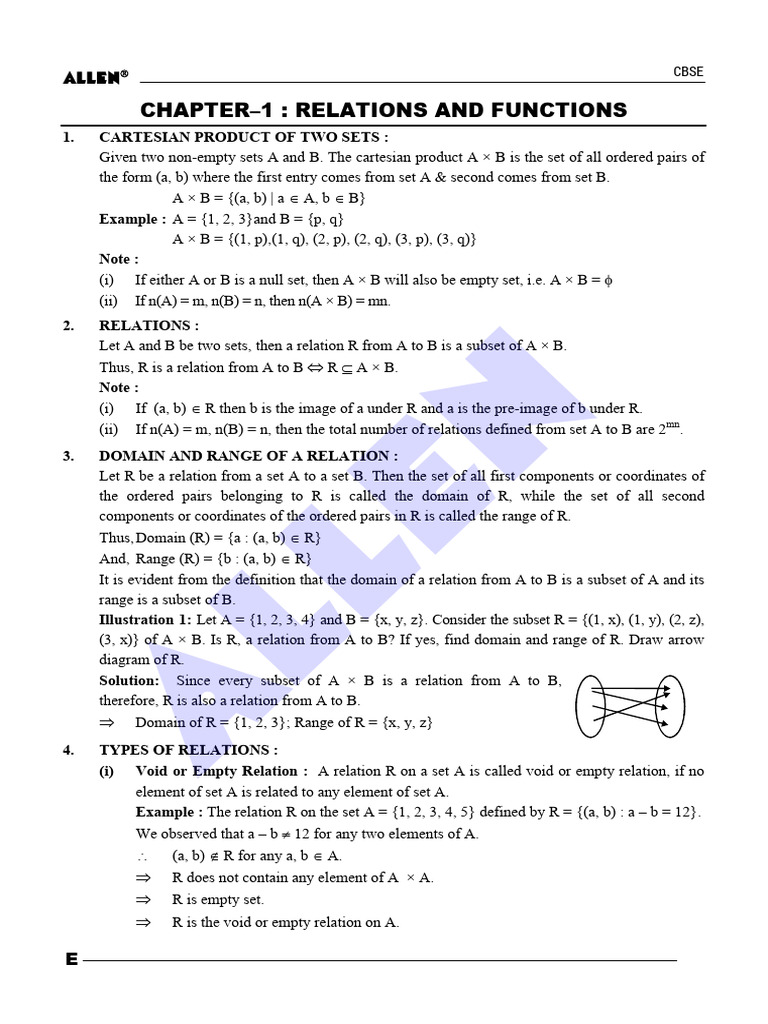 Relations and Functions - Theory001 | PDF | Function (Mathematics ...