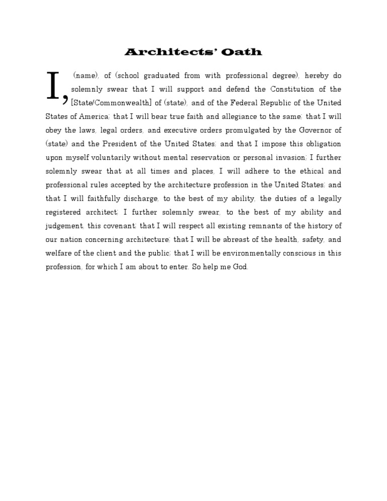Architects' Oath of Professional Ethics | PDF | Social Science | Law