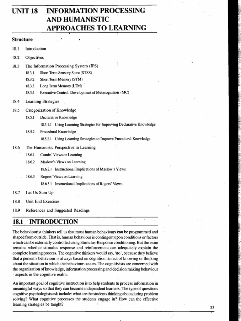 Unit-18 Levels of Processing Psychology | PDF | Metacognition | Learning