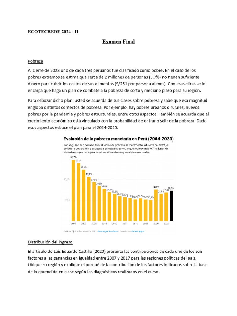 Ecotecrede Examen Final 2024 | PDF | Pobreza | Pobreza e indigencia