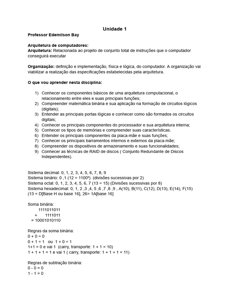 FACUL - Arquitetura de Computadores | PDF | Unidade central de processamento | Memória de acesso ...