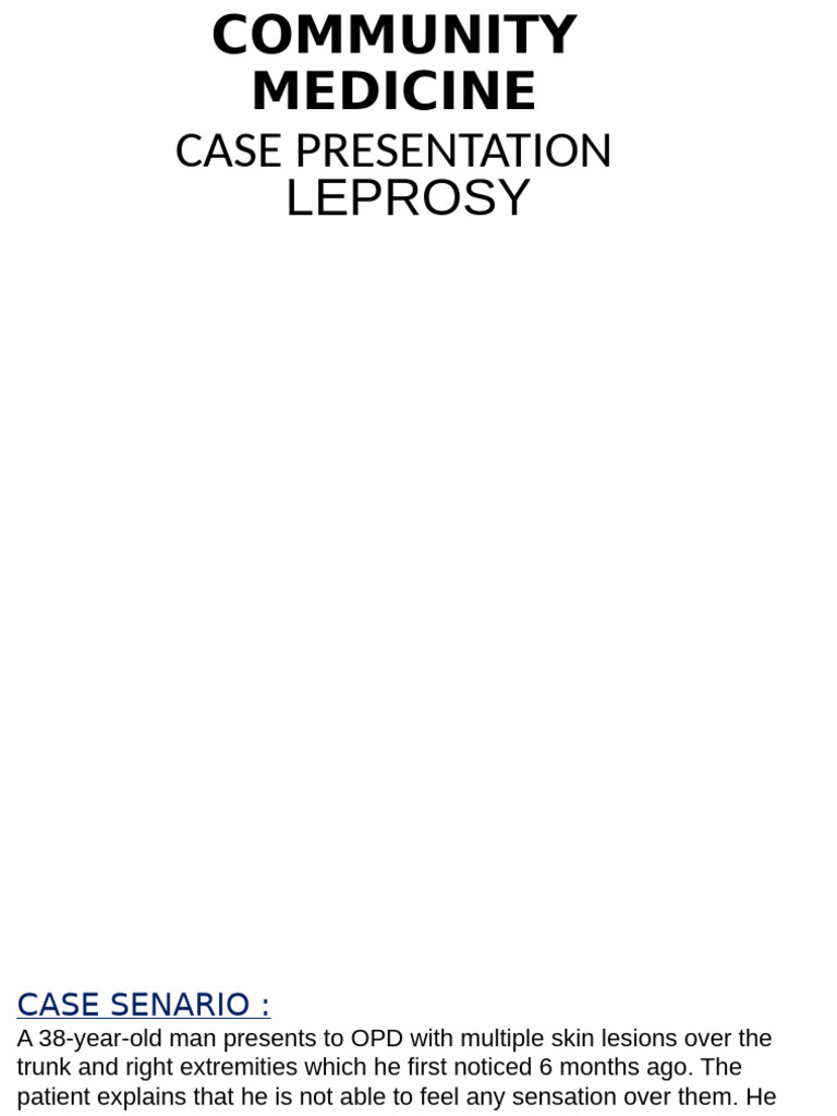 Leprosy Case Study: Diagnosis & Management | PDF | Leprosy | Diseases ...
