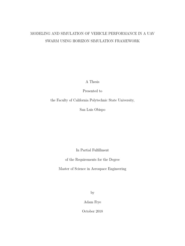 Modeling and Simulation of Vehicle Performance in a UAV Swarm | PDF ...