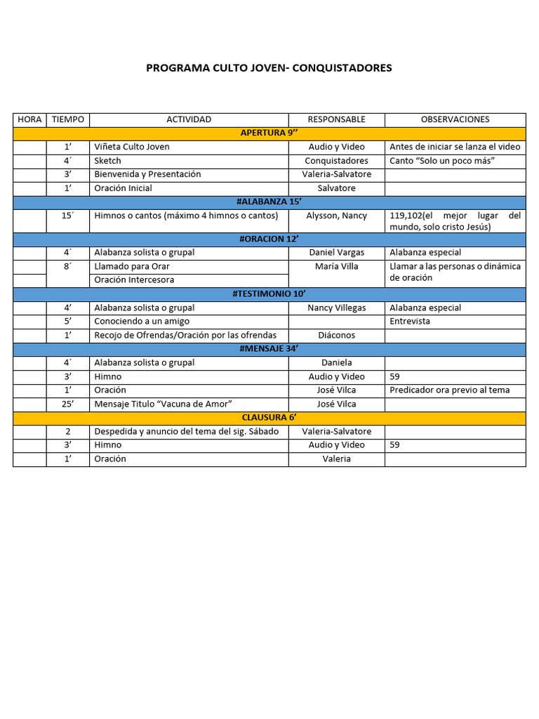 Programa Culto Joven 10 Junio | PDF