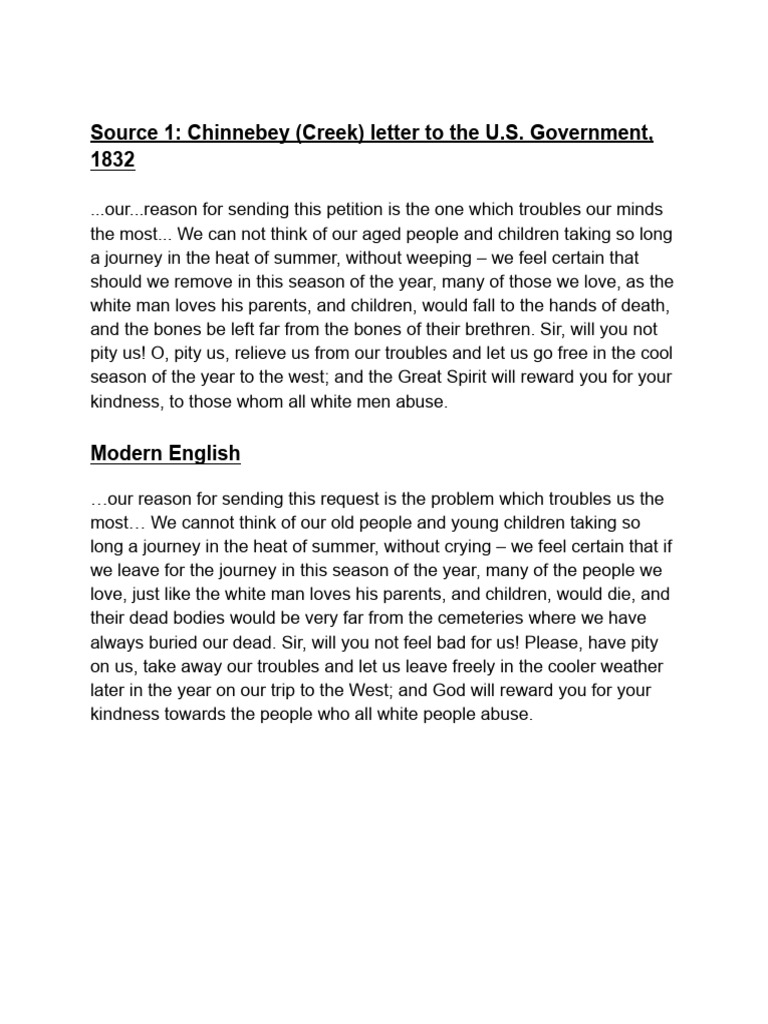 Indian Removal Primary Sources | PDF