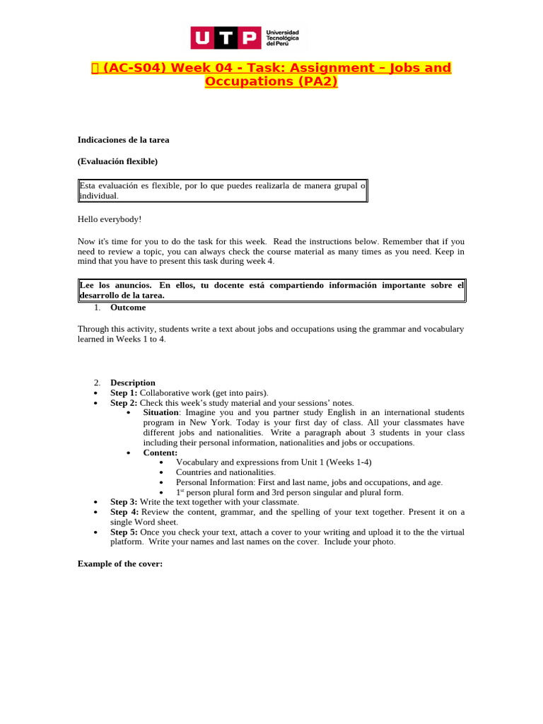 Week 4 Assignment: Jobs & Occupations | PDF | Human Communication ...