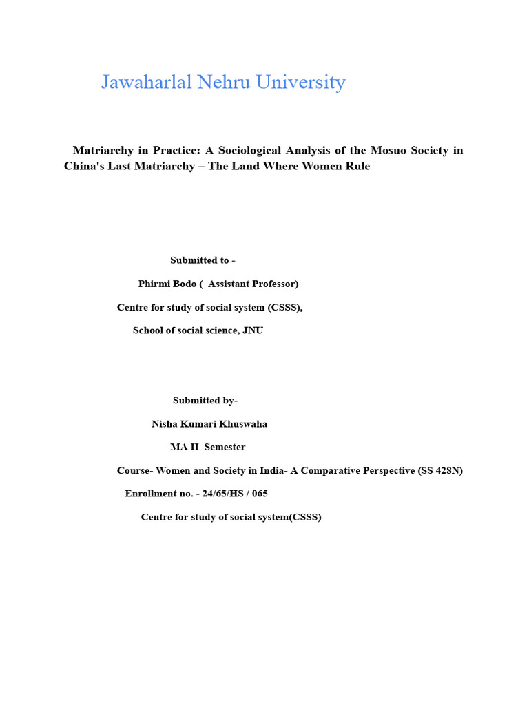 Mosuo Society: China's Last Matriarchy | PDF | Family | Matriarchy