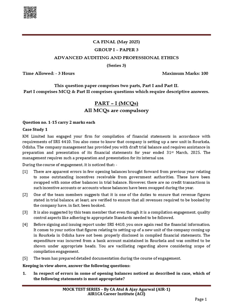 Audit 3 Question Paper | PDF | Audit | Internal Control