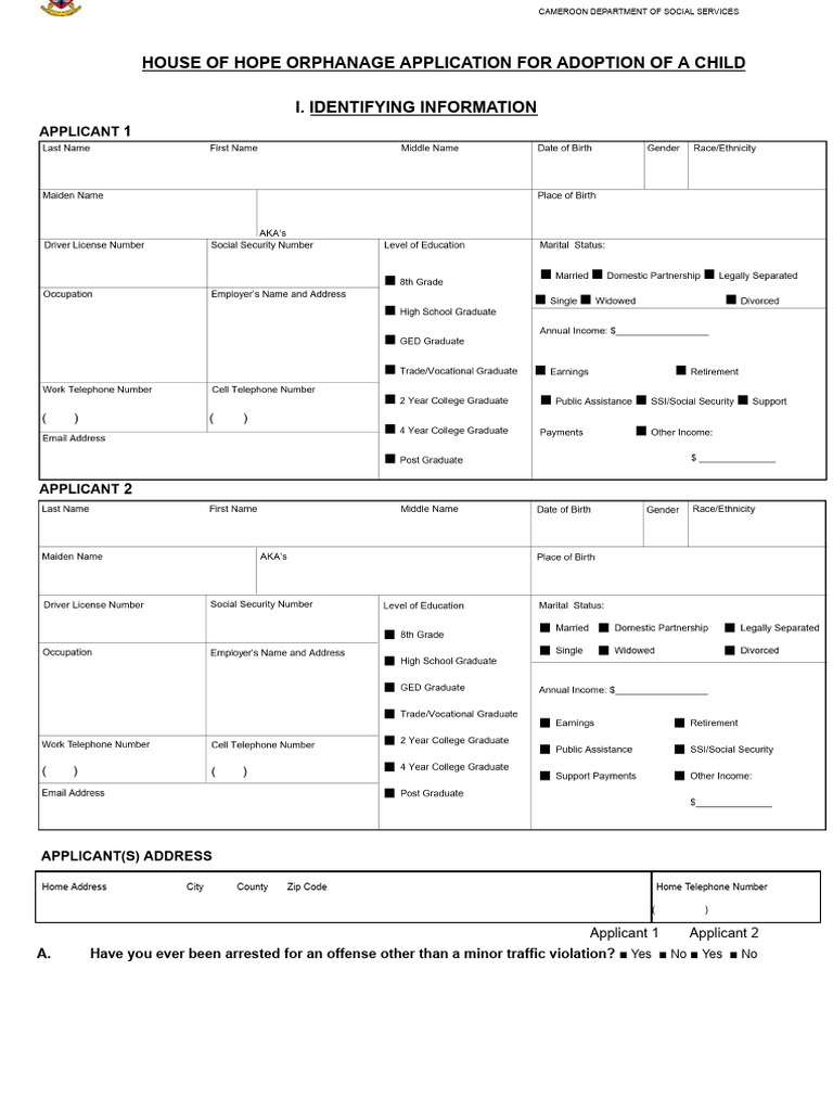 House of Hope Orphanage Application | PDF | Child Abuse | Justice