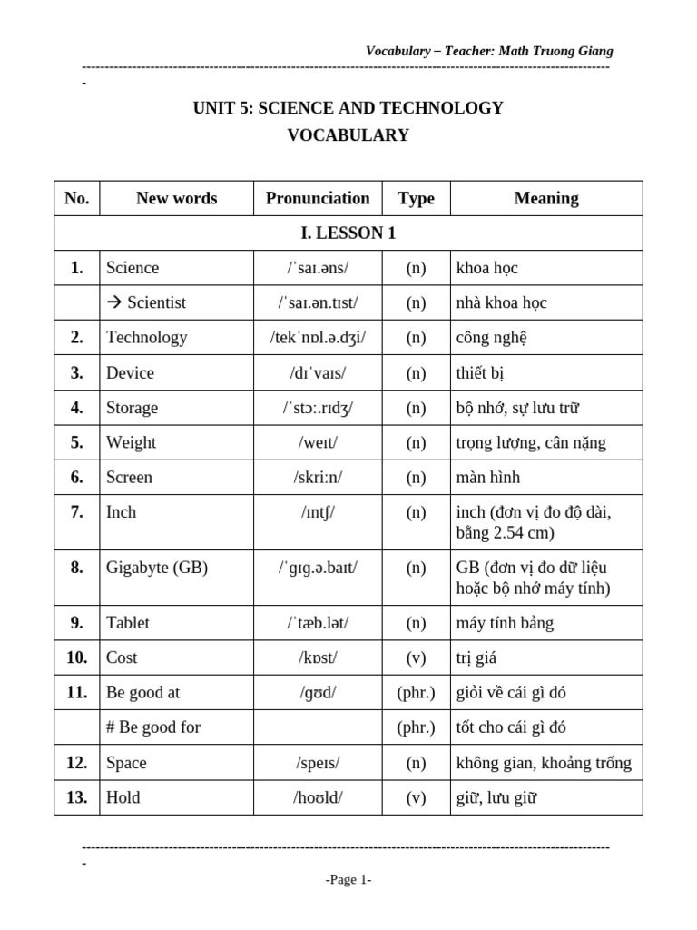 English 8 I Learn Smart World Unit 5 Vocabulary | PDF