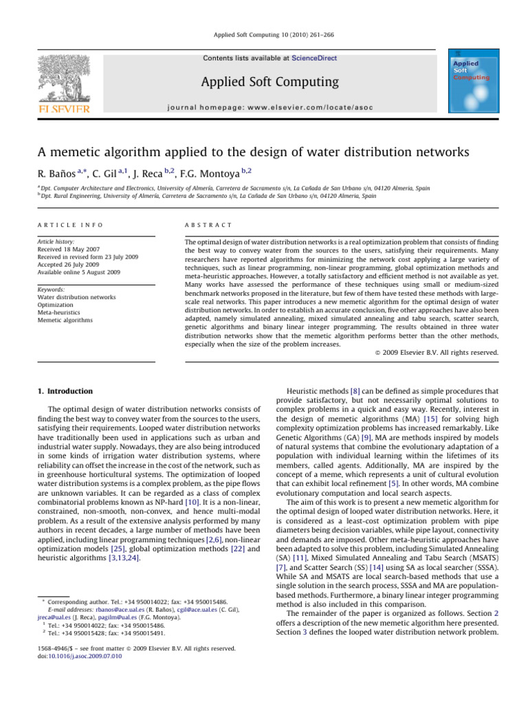 A Memetic Algorithm Applied To The Design of Water Distribution ...