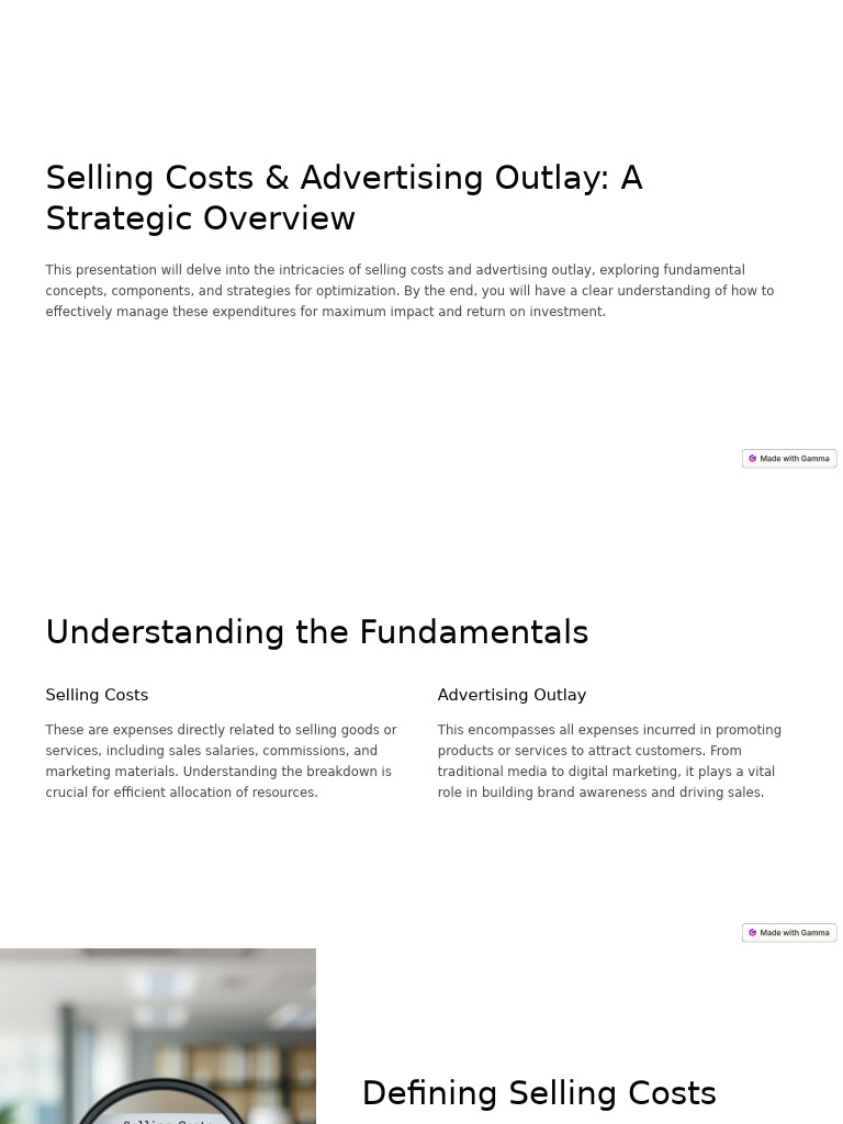 Selling Costs and Advertising Outlay A Strategic Overview | PDF ...