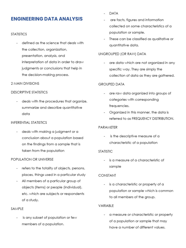 Engineering Data Analysis | PDF | Sampling (Statistics) | Statistics