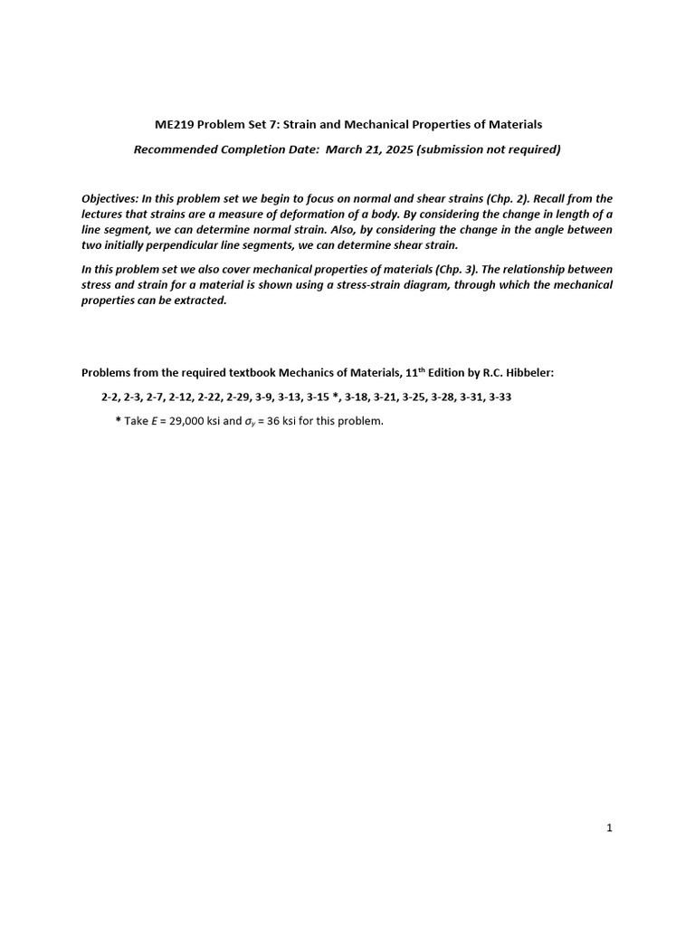 ME219 Problem Set 7 | PDF