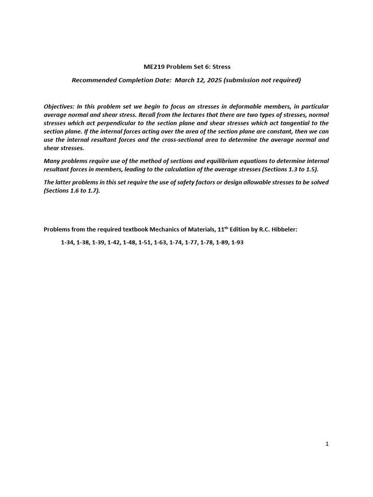 ME219 Problem Set 6 | PDF