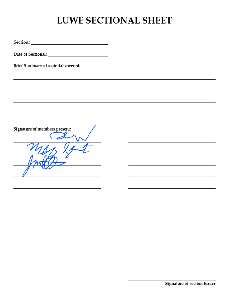 LUWE Sectional Sheet | PDF