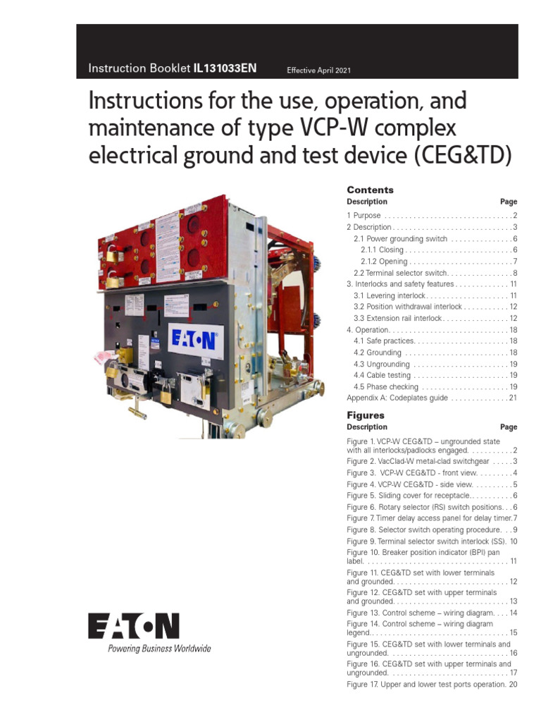 Complex Manual Ground and Test Device Il131033en | PDF | Switch ...