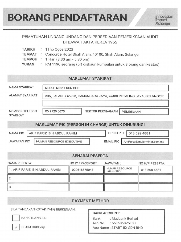 Borang Mujur Minat | PDF