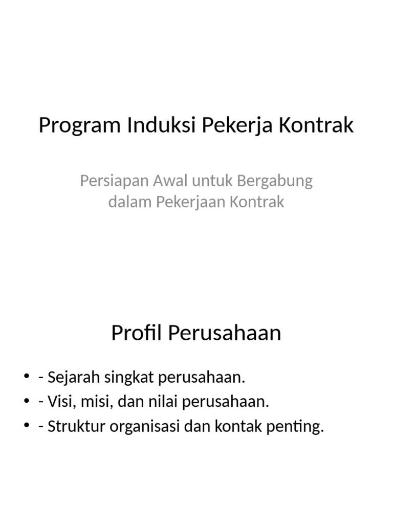 Program Induksi Pekerja Kontrak | PDF