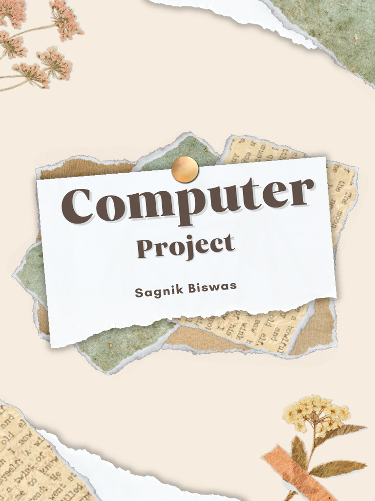 Computer Project Cover A4 Document | PDF