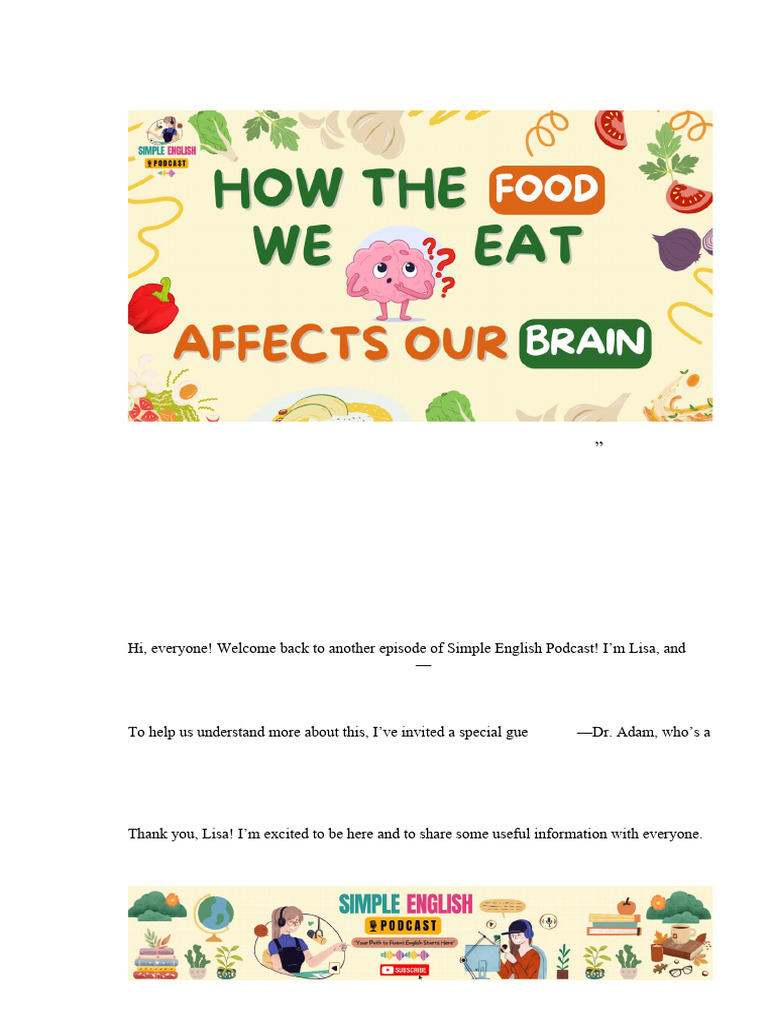 How The Food We Eat Affects Our Brain | PDF | Foods | Nutrients