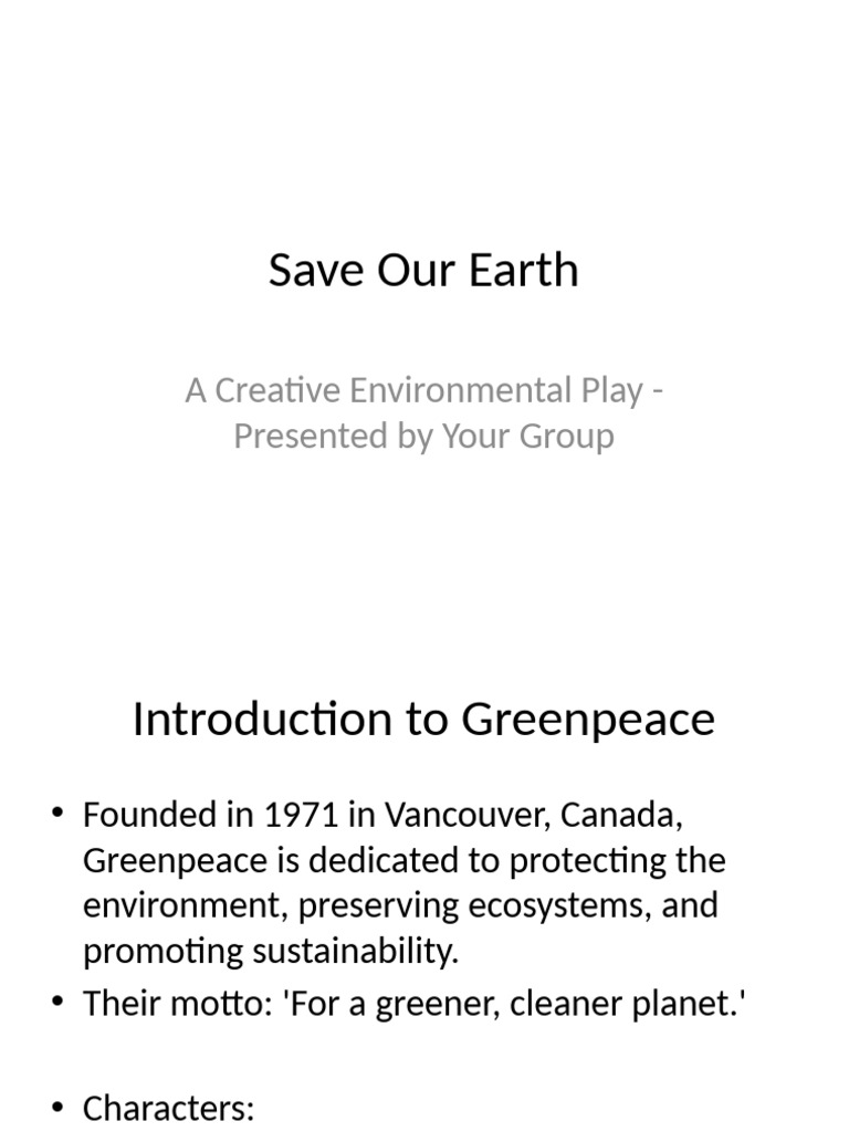 Creative Play on Environmental Action | PDF