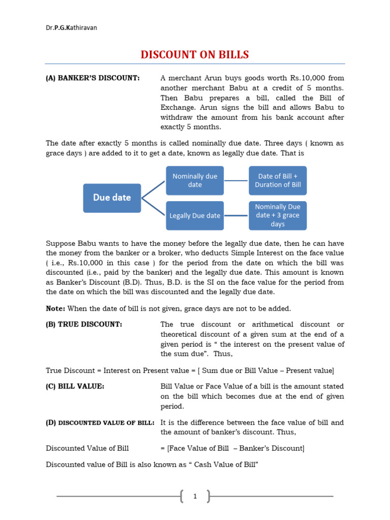 Discount on Bills - Problems | PDF | Present Value | Negotiable Instrument