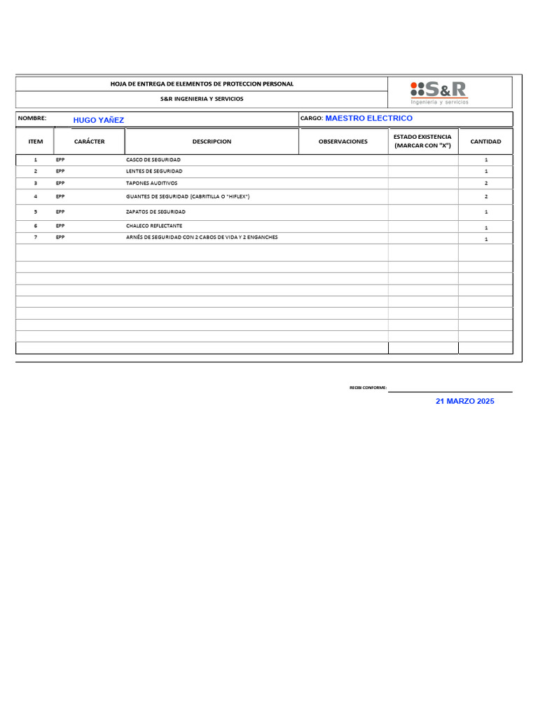 Registro Epp Hyv | PDF