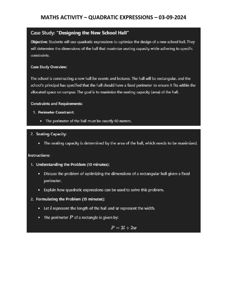 Quadratic Expressions Worksheet | PDF
