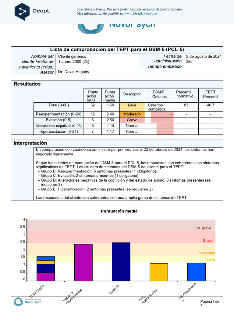 PTSD-assessment-pcl-5-results-report-scoring es | PDF | Ira | Escala Likert