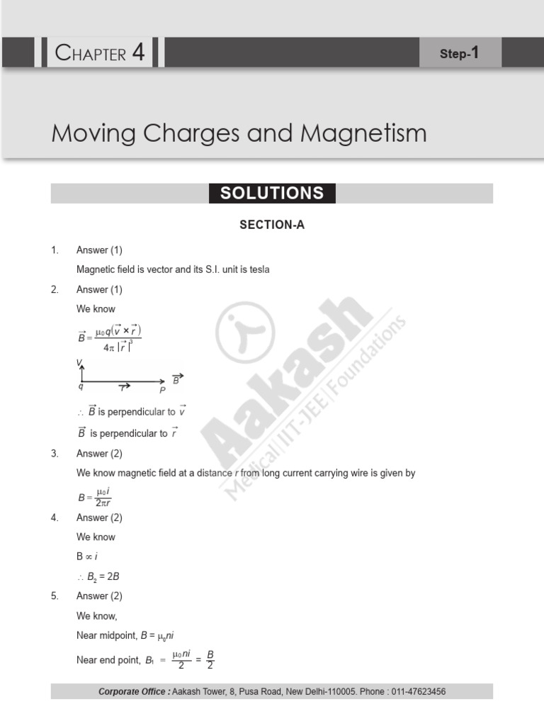 CLS ENG 24 25 XII Phy Target 2 Level 1 Chapter 4 | PDF | Magnetic Field | Force