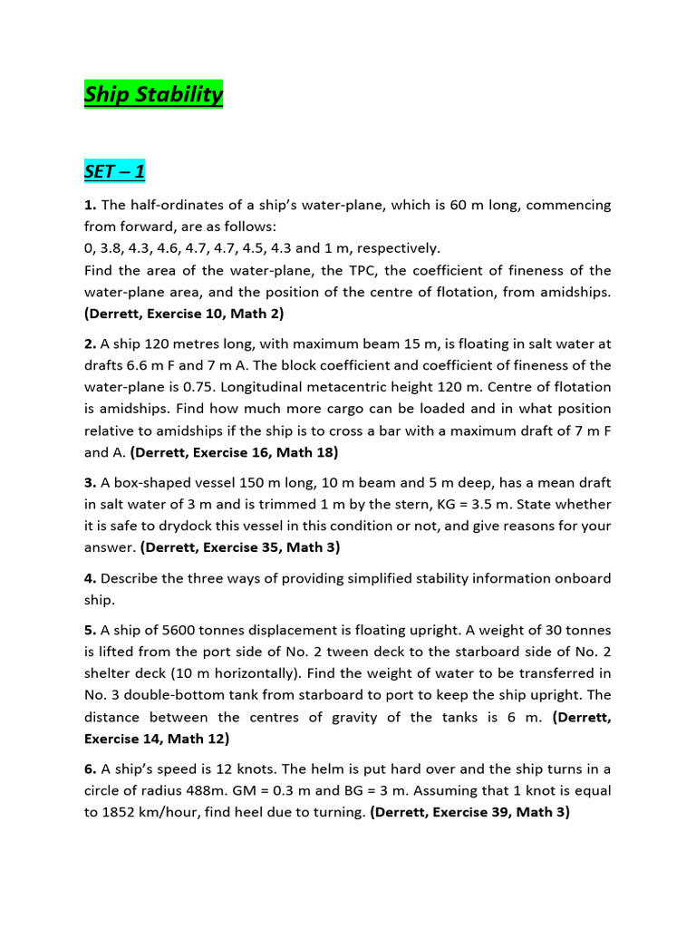Ship Stability Analysis and Calculations | PDF | Watercraft | Ships